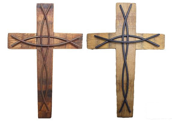 "Twist" Wine Barrel Stave Cross – For the LOVE Gift Boutique
